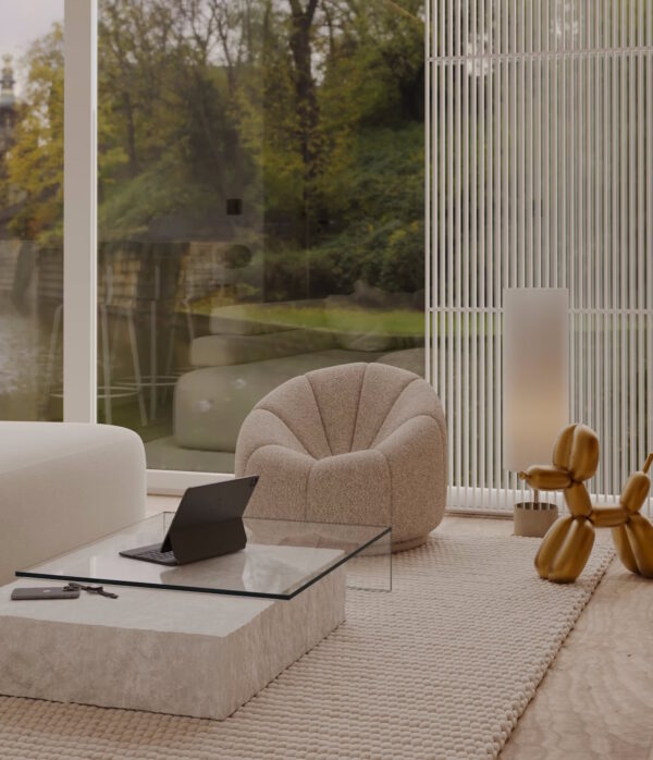 Diseño contemporáneo con la serena belleza del beis y el blanco para el ...